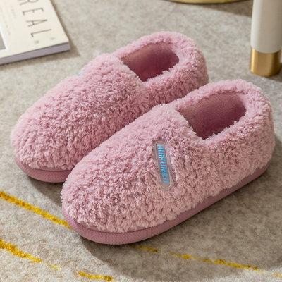 Winter soft and delicate plush slippers full bag women's simple style indoor and outdoor warm anti-slip couple shoes