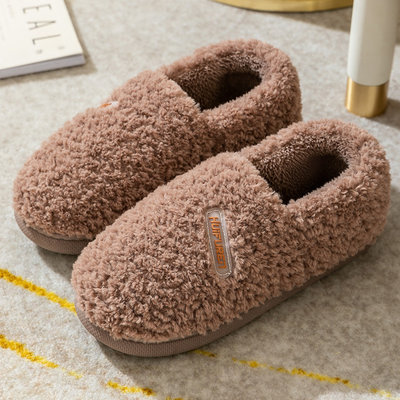 Winter soft and delicate plush slippers full bag women's simple style indoor and outdoor warm anti-slip couple shoes