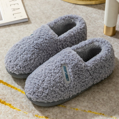 Winter soft and delicate plush slippers full bag women's simple style indoor and outdoor warm anti-slip couple shoes