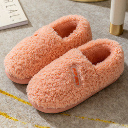 Winter soft and delicate plush slippers full bag women's simple style indoor and outdoor warm anti-slip couple shoes