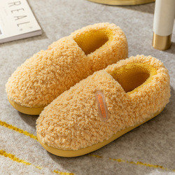 Winter soft and delicate plush slippers full bag women's simple style indoor and outdoor warm anti-slip couple shoes
