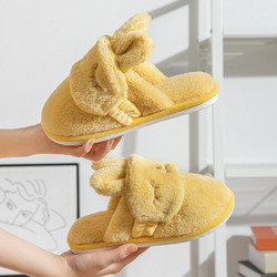 Cute Women Home Indoor Couple Style Thick Bottom Anti-Slip Autumn Winter Plush Warm lining shoes female fur slippers