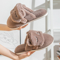 Cute Women Home Indoor Couple Style Thick Bottom Anti-Slip Autumn Winter Plush Warm lining shoes female fur slippers