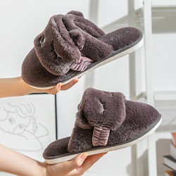 Cute Women Home Indoor Couple Style Thick Bottom Anti-Slip Autumn Winter Plush Warm lining shoes female fur slippers