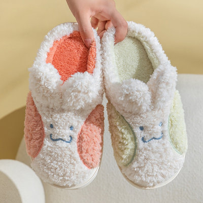 2021 cute wholesale winter slippers female thick-soled indoor warm plush cartoon home male spot bedroom shoes