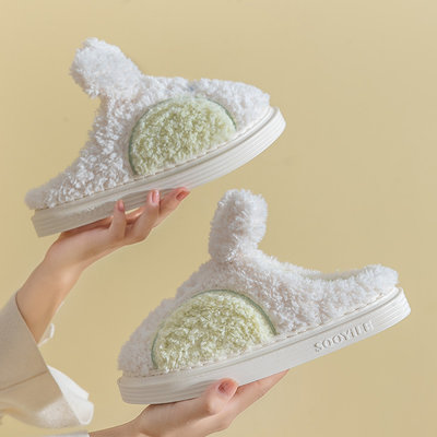 2021 cute wholesale winter slippers female thick-soled indoor warm plush cartoon home male spot bedroom shoes