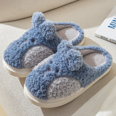 2021 cute wholesale winter slippers female thick-soled indoor warm plush cartoon home male spot bedroom shoes