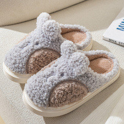2021 cute wholesale winter slippers female thick-soled indoor warm plush cartoon home male spot bedroom shoes