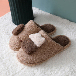 Wholesale 2021 female warm cartoon little house decorate slippers breathable plush home indoor shoes ladies closed shoes