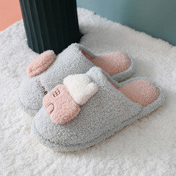 Wholesale 2021 female warm cartoon little house decorate slippers breathable plush home indoor shoes ladies closed shoes