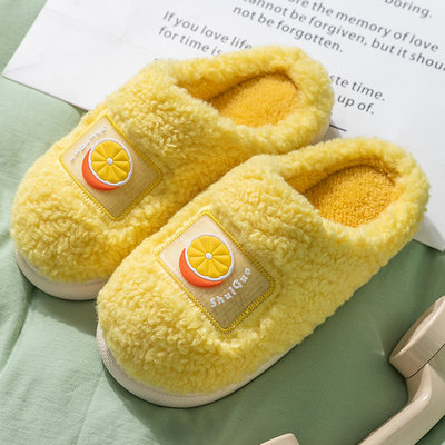 New Design wholesale Fashion Ladies fruit cute Plush Warm Slippers Winter soft Sole anti-slip home indoor shoes