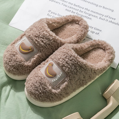 New Design wholesale Fashion Ladies fruit cute Plush Warm Slippers Winter soft Sole anti-slip home indoor shoes