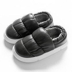Custom slippers new female winter plush lining warm couple waterproof non-slip home indoor shoes in stock
