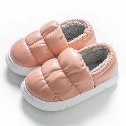 Custom slippers new female winter plush lining warm couple waterproof non-slip home indoor shoes in stock