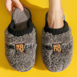 Fashion Bow Plush Slippers Women Winter Warm Thick Bottom Anti-Slip Soft Bottom Couple Style House Indoor Men