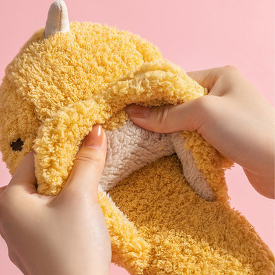Cartoon Triceratops Slippers Winter Couple Style Indoor Plush Warm Soft Bottom Home Indoor women closed shoes