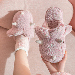 Cartoon Triceratops Slippers Winter Couple Style Indoor Plush Warm Soft Bottom Home Indoor women closed shoes