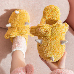 Cartoon Triceratops Slippers Winter Couple Style Indoor Plush Warm Soft Bottom Home Indoor women closed shoes
