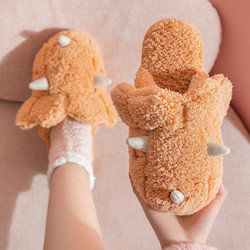 Cartoon Triceratops Slippers Winter Couple Style Indoor Plush Warm Soft Bottom Home Indoor women closed shoes