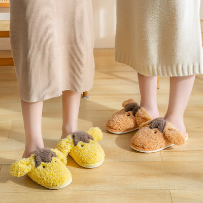 2021 Cartoon Slippers Women Cute Plush Warm Soft Home Thick Bottom Indoor Winter House Shoes Men Wholesale chunky shoes