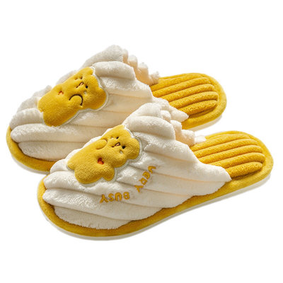 Fashion Trend custom cute cartoon bear shape women winter slippers delicate plush cheap bedroom shoes with best price