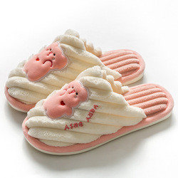 Fashion Trend custom cute cartoon bear shape women winter slippers delicate plush cheap bedroom shoes with best price