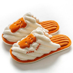 Fashion Trend custom cute cartoon bear shape women winter slippers delicate plush cheap bedroom shoes with best price