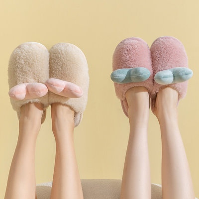 High quality winter warm cheap bedroom slippers female lightweight cute cartoon custom home shoes in stock