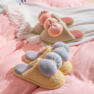 Women new design cartoon bow home shoes autumn winter factory price breathable fabric slippers in stock
