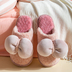 Women new design cartoon bow home shoes autumn winter factory price breathable fabric slippers in stock