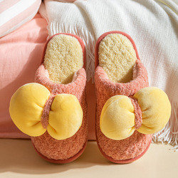 Women new design cartoon bow home shoes autumn winter factory price breathable fabric slippers in stock