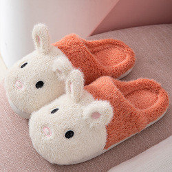Slippers Women Autumn Winter Home Soft Bottom Couple Style Cartoon Cute Rabbit Indoor Anti-Slip Plush House Men