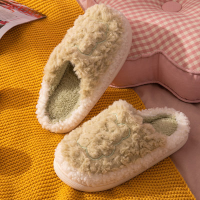 Women Slippers Indoor Home Soft Bottom Anti-Slip Autumn Winter Couple Style Cartoon Cute Plush Warm Men Warm