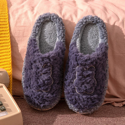 Women Slippers Indoor Home Soft Bottom Anti-Slip Autumn Winter Couple Style Cartoon Cute Plush Warm Men Warm