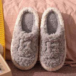 Women Slippers Indoor Home Soft Bottom Anti-Slip Autumn Winter Couple Style Cartoon Cute Plush Warm Men Warm