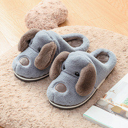 Home Winter Wrap Hell Slippers Women Thick Bottom Cartoon Cute Dog Flannel Fabric Indoor Shoes Men Wholesale