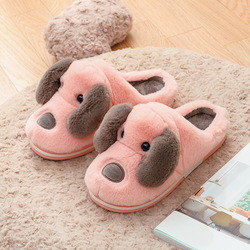 Home Winter Wrap Hell Slippers Women Thick Bottom Cartoon Cute Dog Flannel Fabric Indoor Shoes Men Wholesale