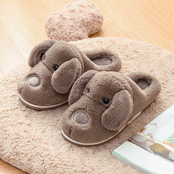 Home Winter Wrap Hell Slippers Women Thick Bottom Cartoon Cute Dog Flannel Fabric Indoor Shoes Men Wholesale