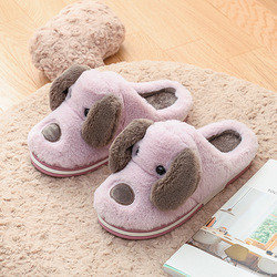 Home Winter Wrap Hell Slippers Women Thick Bottom Cartoon Cute Dog Flannel Fabric Indoor Shoes Men Wholesale