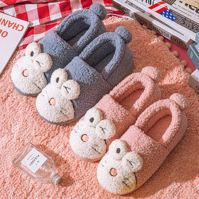 Couple Autumn winter cute Cartoon Doraemon Shape slippers women soft warm plush home indoor shoes