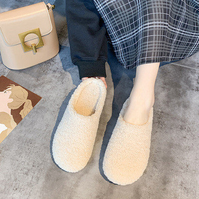 2021 Newest design women fluffy slippers faux fur shoes slides sandals winter fall solid color plush sandal in stock