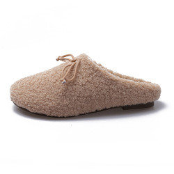 2021 Newest design women fluffy slippers faux fur shoes slides sandals winter fall solid color plush sandal in stock