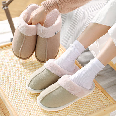 Slippers Women Home Closed Toed Winter Indoor Simply Style Plush Warm Aniti-Slip Autumn Winter Men House Shoes