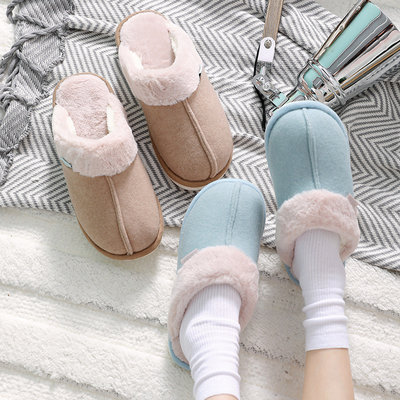 Slippers Women Home Closed Toed Winter Indoor Simply Style Plush Warm Aniti-Slip Autumn Winter Men House Shoes