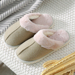 Slippers Women Home Closed Toed Winter Indoor Simply Style Plush Warm Aniti-Slip Autumn Winter Men House Shoes