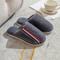 Winter 2021 new fashion stripe patterns slippers warm soft plush thick-soled home indoor shoes women