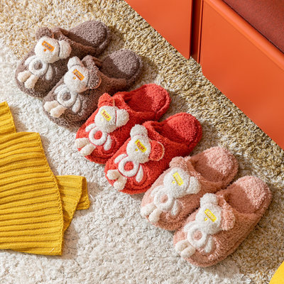 Cute cartoon space bear home indoor shoes 2021 new best price fluffy plush warm non-slip slippers in stock