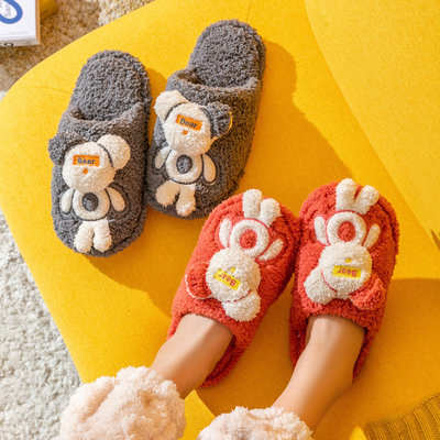Cute cartoon space bear home indoor shoes 2021 new best price fluffy plush warm non-slip slippers in stock