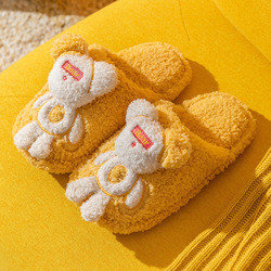 Cute cartoon space bear home indoor shoes 2021 new best price fluffy plush warm non-slip slippers in stock