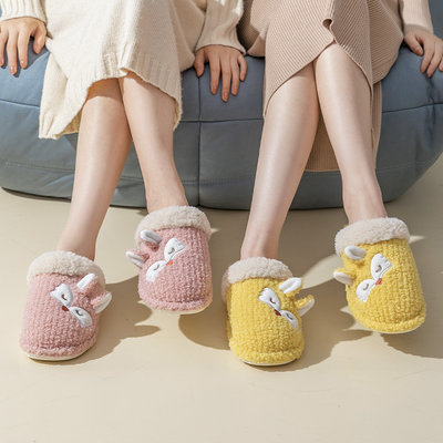New Design Winter Slippers Women Thermal Anti-Slip Home Bedroom Cartoon Cute Thick Bottom Couple Style Plush Men